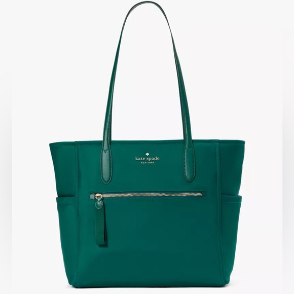 kate spade | Bags | Kate Spade Chelsea Large Nylon Tote Bag Deep Jade ...